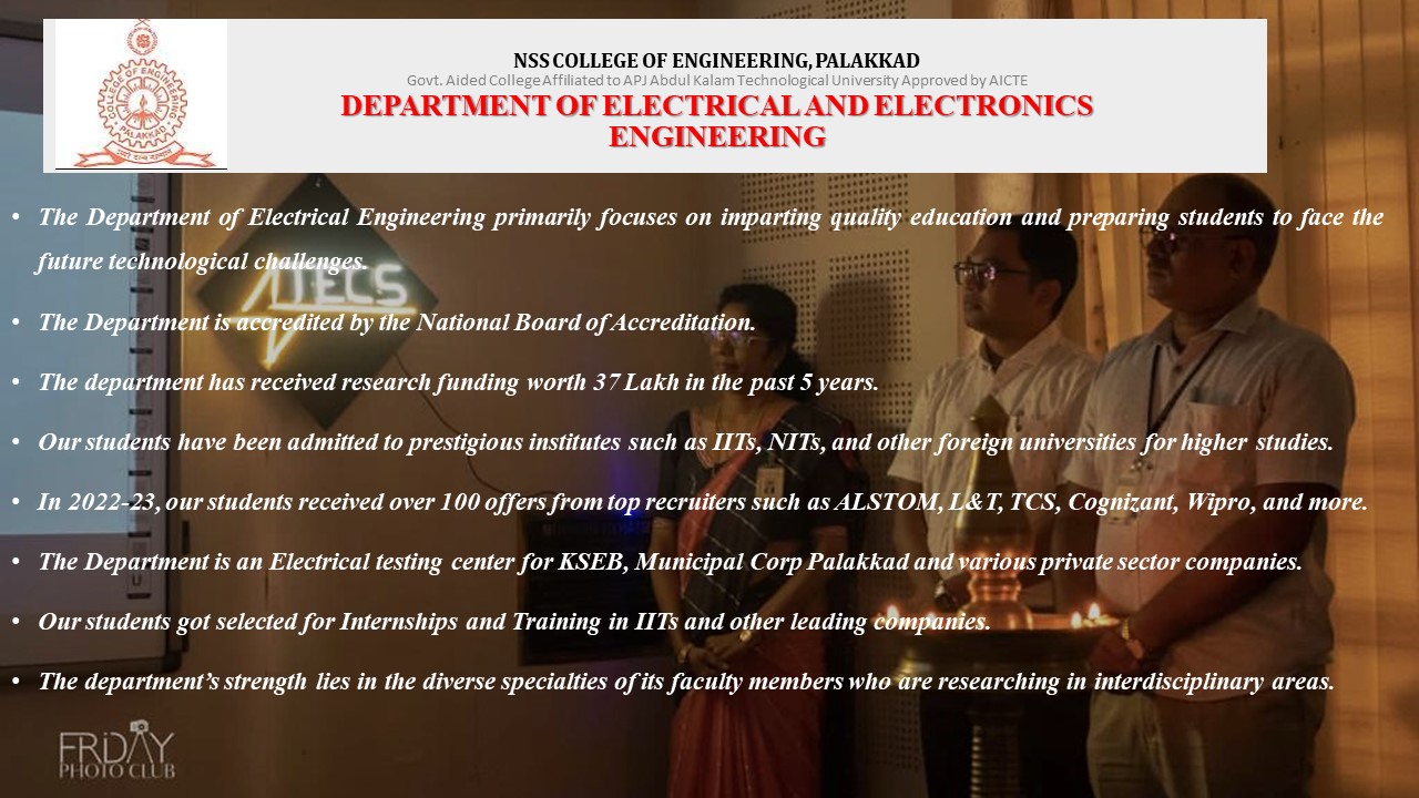 NSS College of Engineering | Department of Electrical & Electronics ...